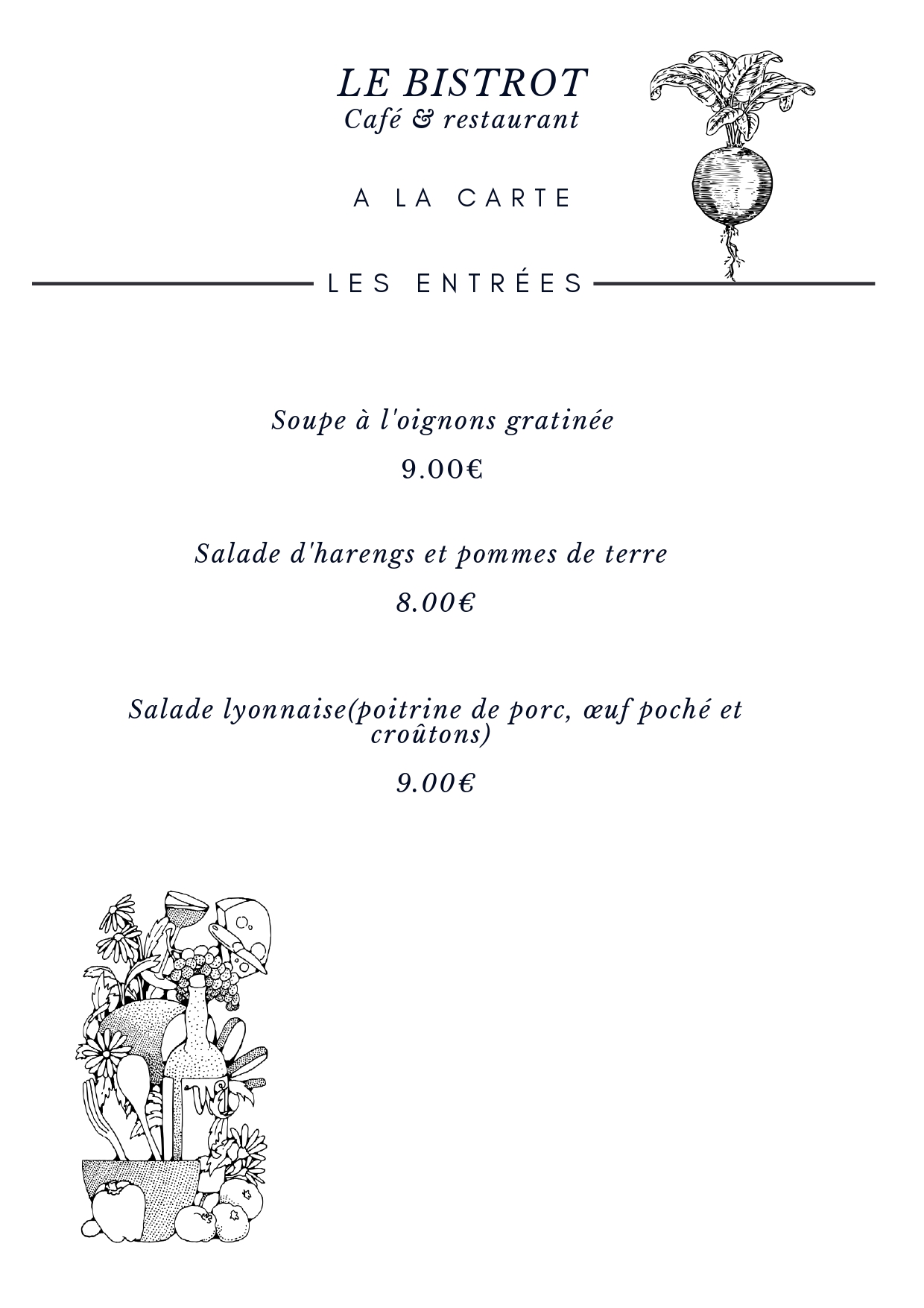Carte & menus - Bistrot Dardilly