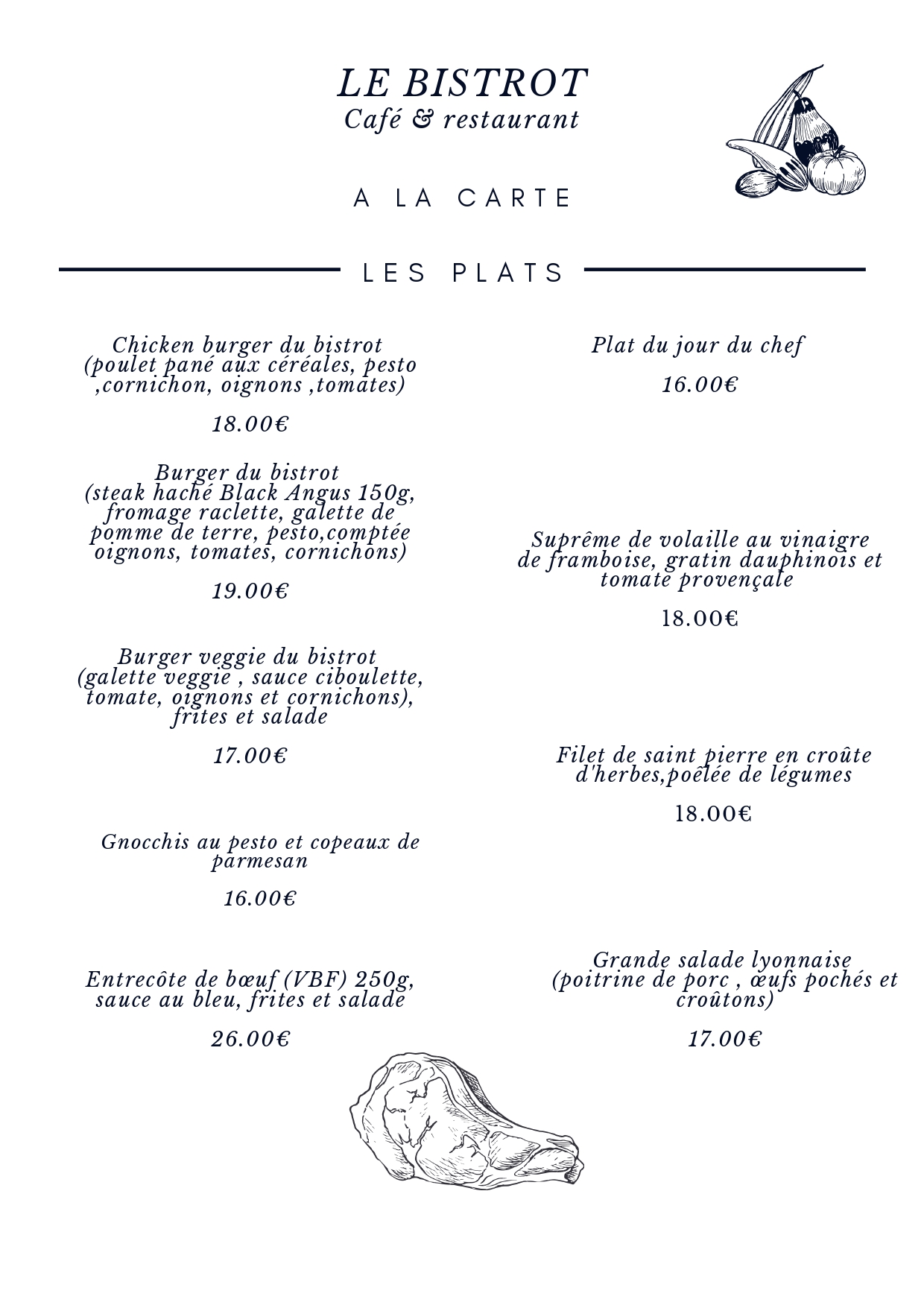Carte & menus - Bistrot Dardilly